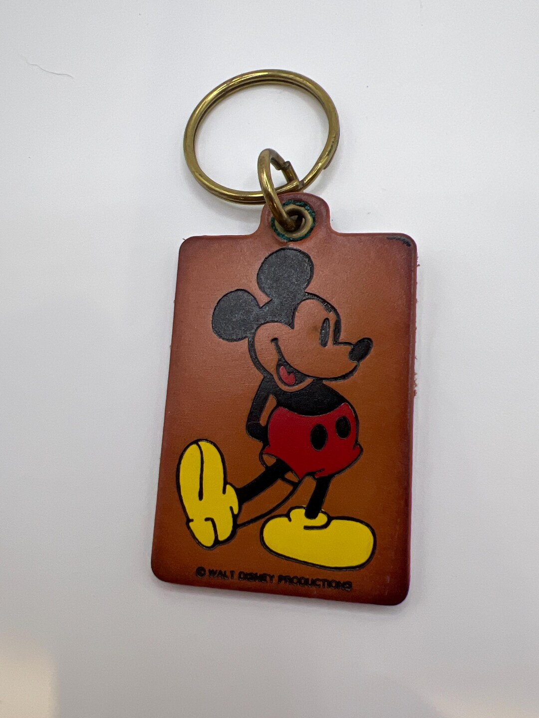 Vintage Disney Leather Mickey Mouse Keychain - Etsy