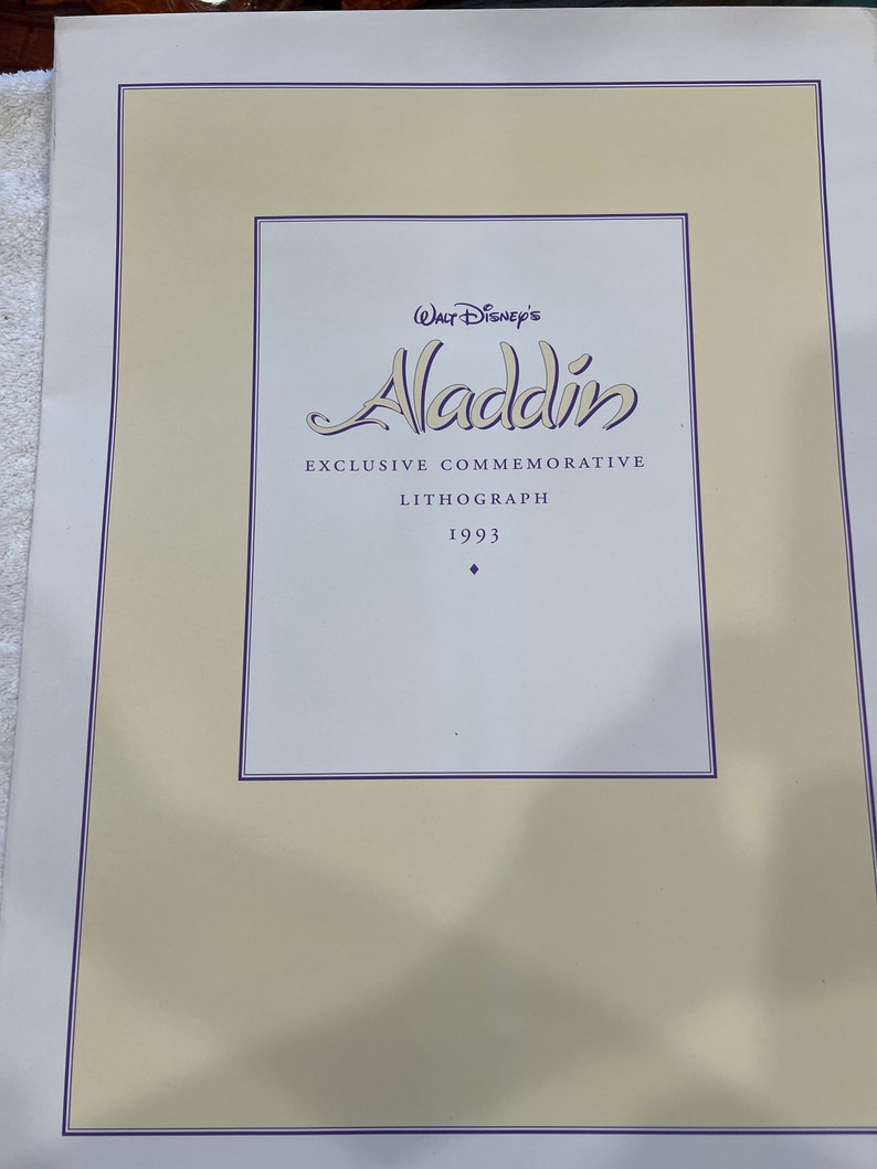 Aladdin-1993 Walt Disney Commemorative Lithograph - Etsy
