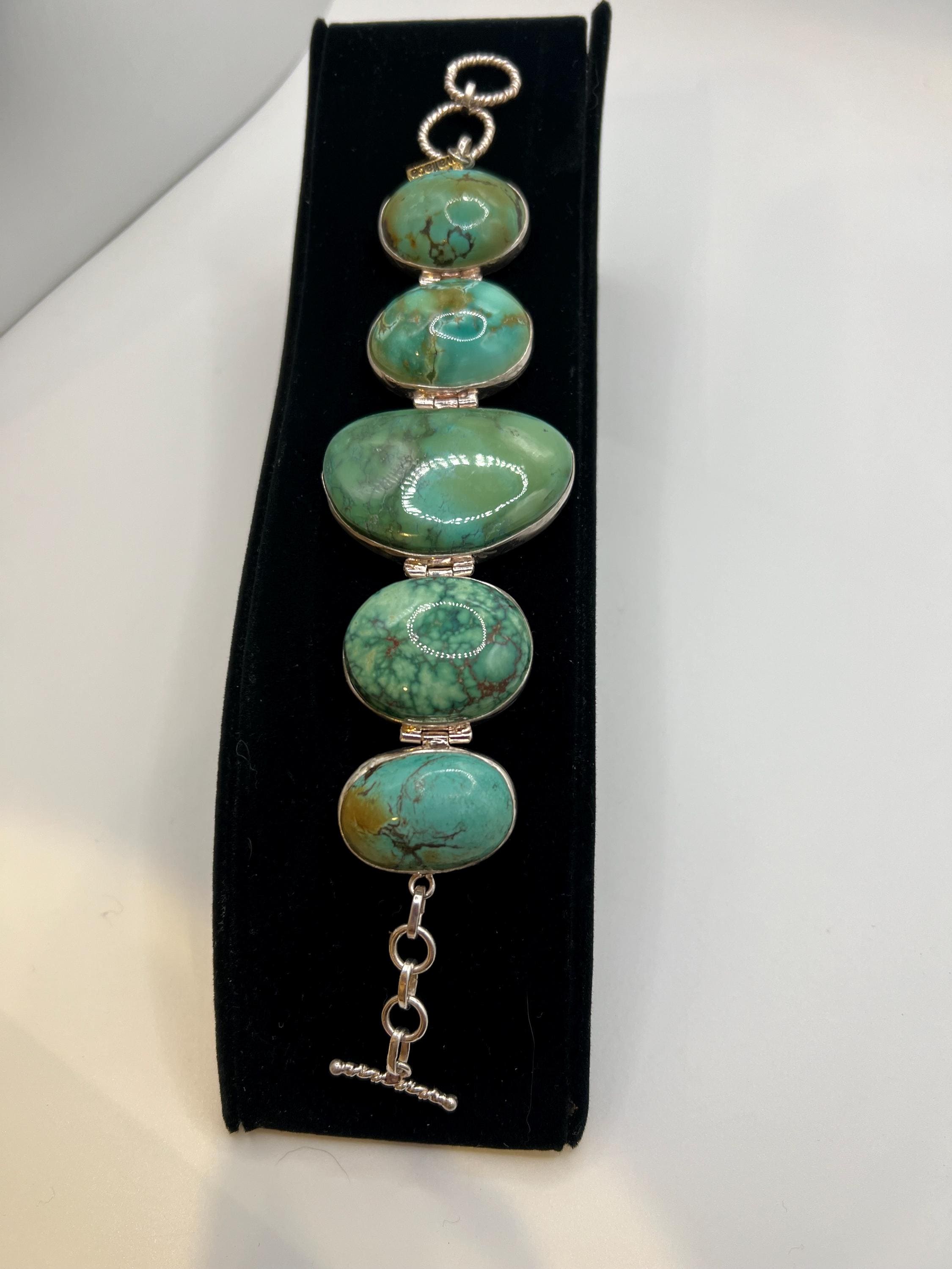 Vintage Paige Wallace Designs Turquoise/sterling Silver Bracelet - Etsy