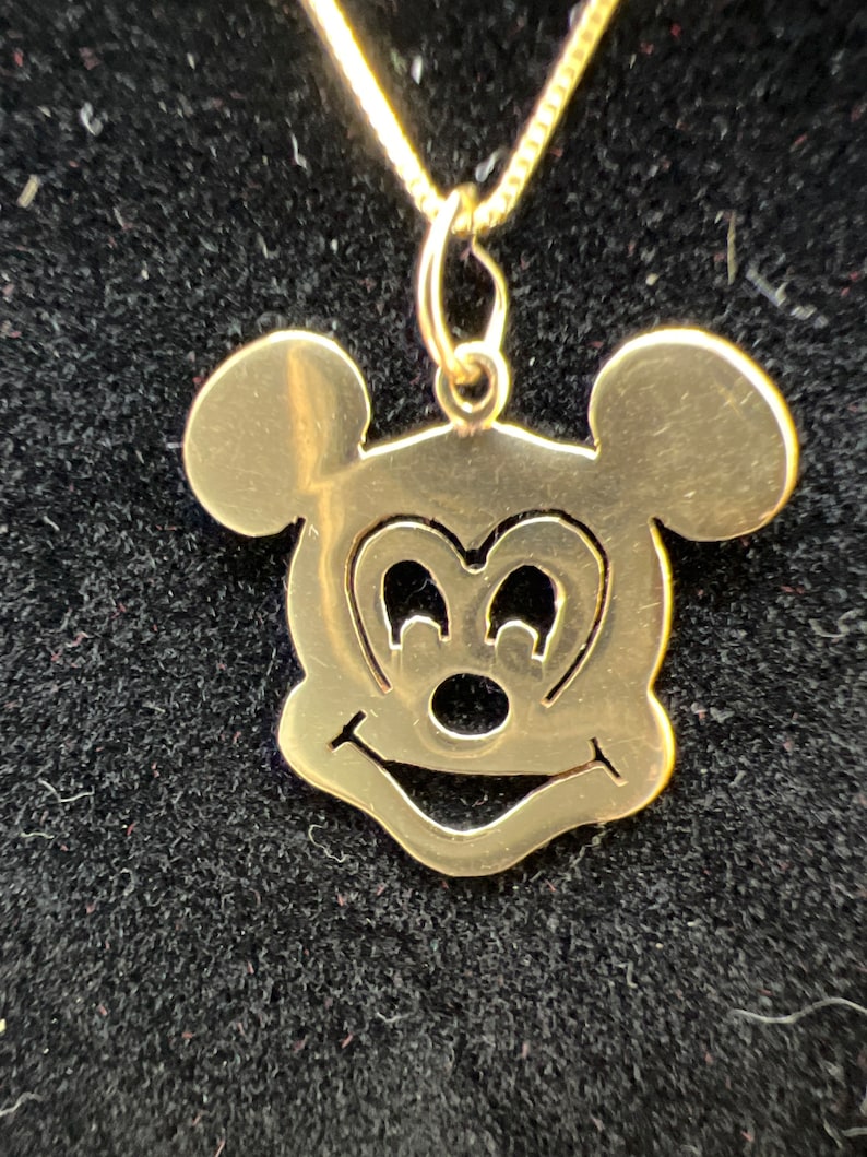 Gold Mickey Mouse Head Necklace - Etsy