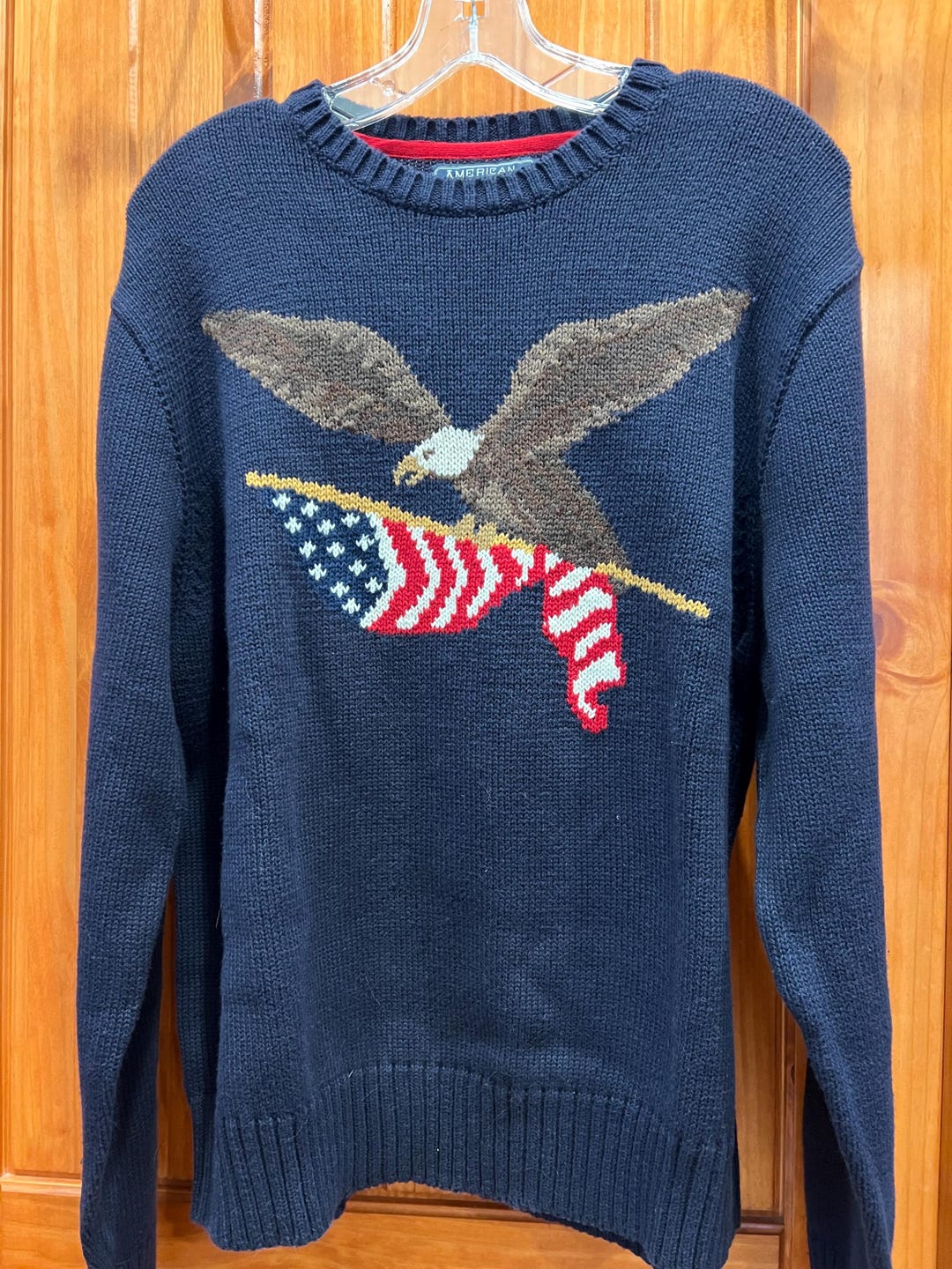 Vintage Patriotic Flying Eagle & Flag-american Living-navy-adult Large ...