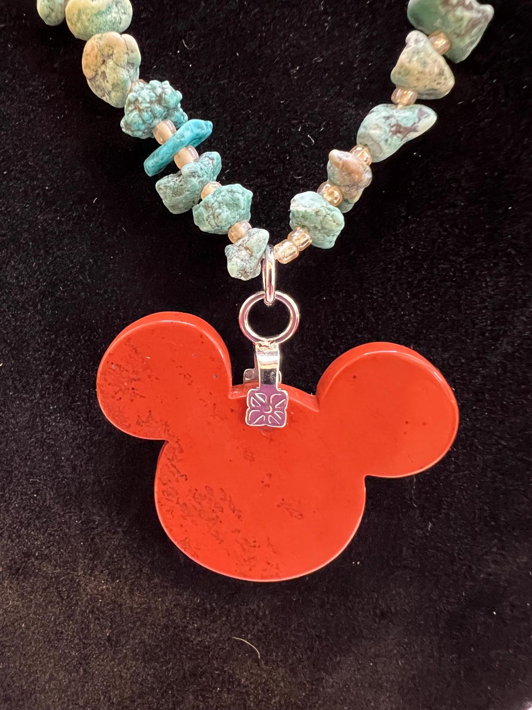 Vintage Turquoise and Jade Mickey Mouse Icon Necklace-16” - Etsy