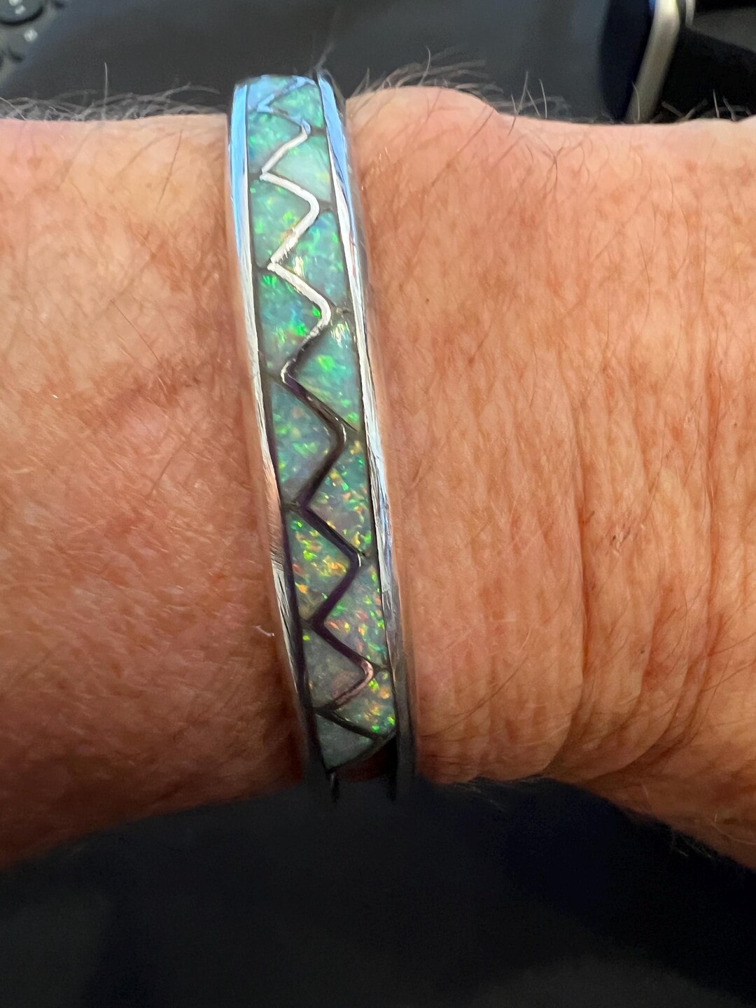 Vintage Zuni Fire Opal and Sterling Silver Cuff Bracelet-signed - Etsy