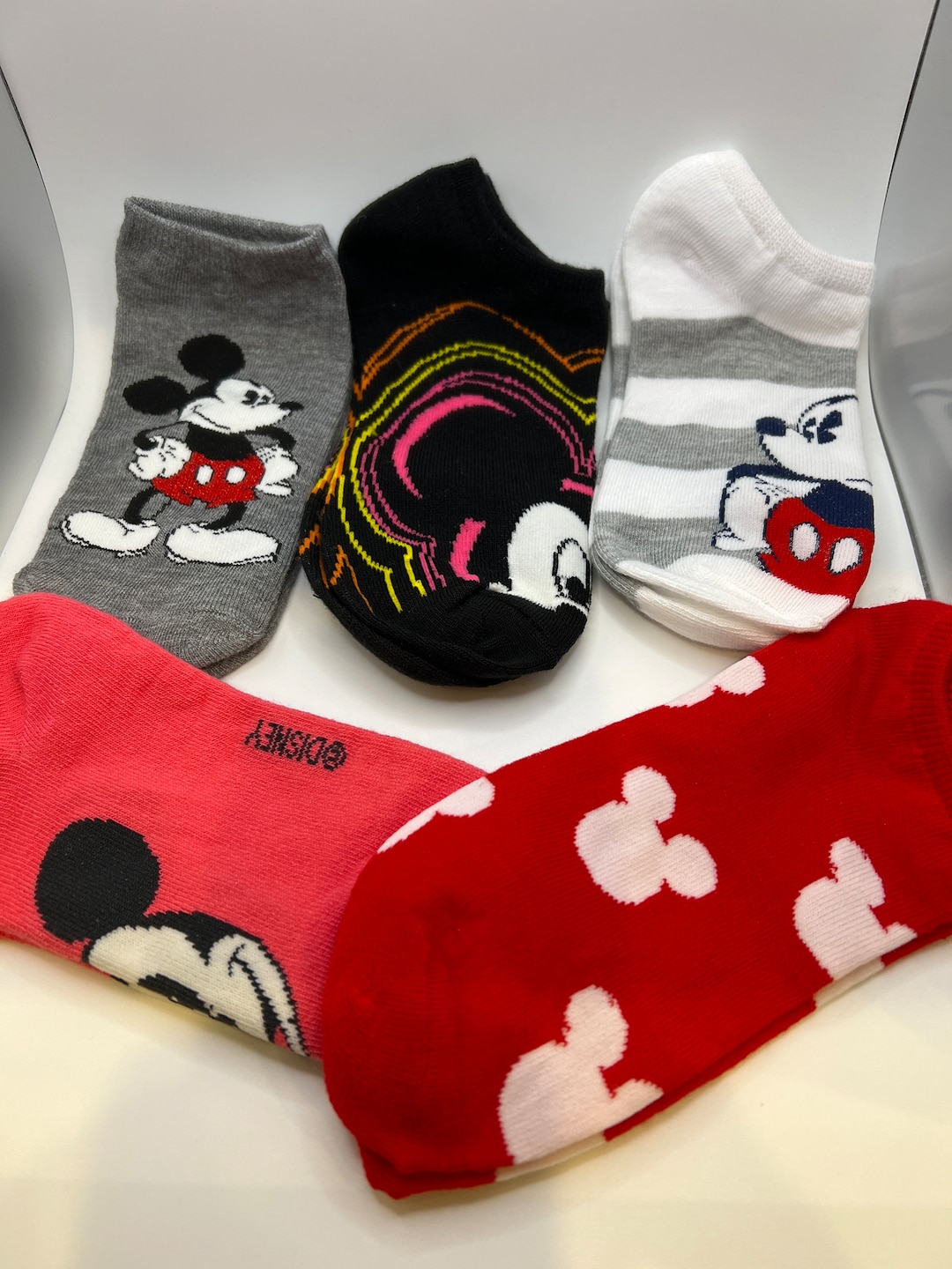 Vintage Anklet Mickey Mouse Socks (6 Pair)-adult Small - Etsy