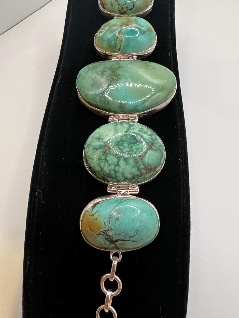 Vintage Paige Wallace Designs Turquoise/sterling Silver Bracelet - Etsy