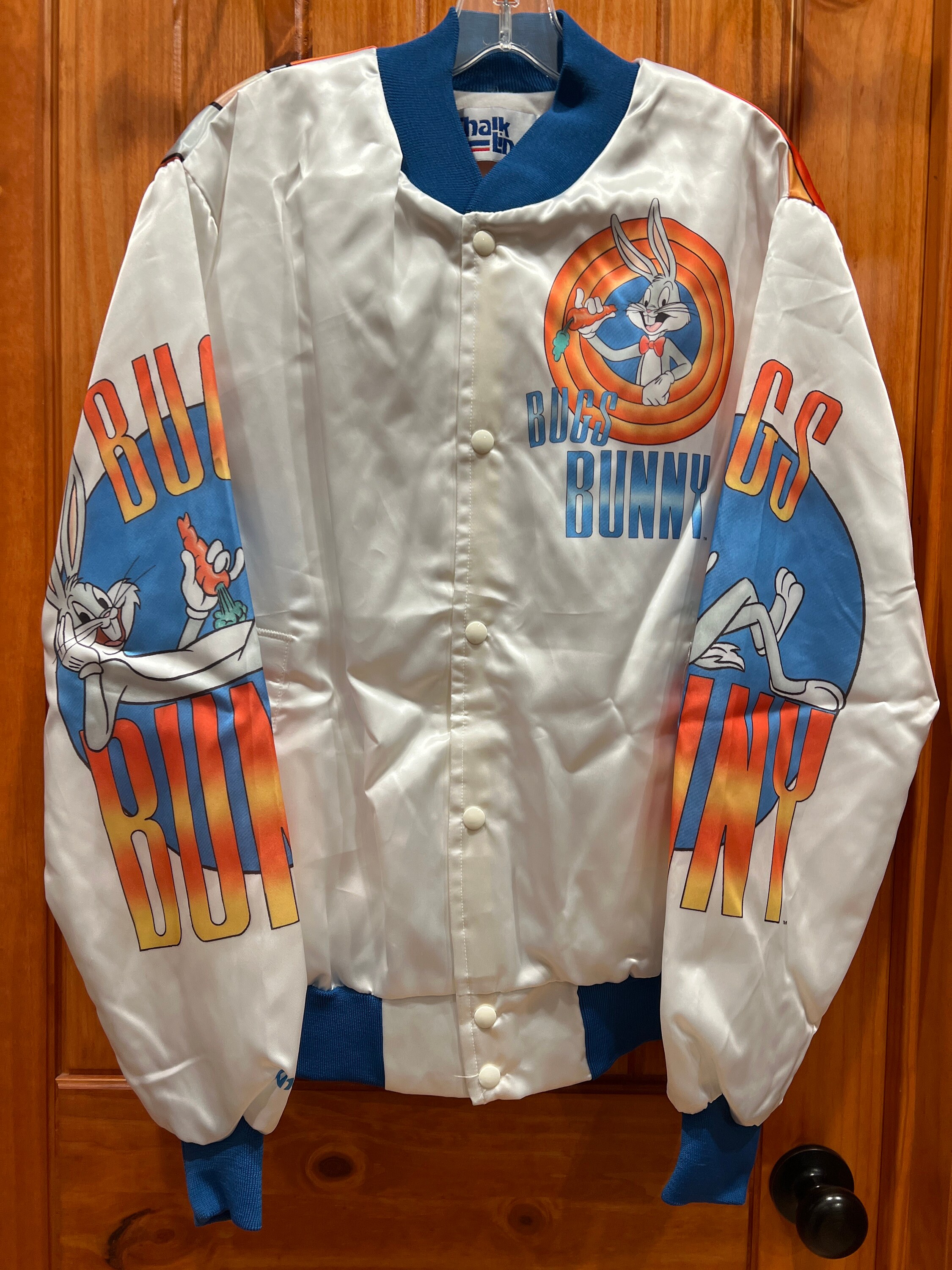 Vintage Rare 90s Chalkline Bugs Bunny Satin Bomber Jacket-white-adult ...