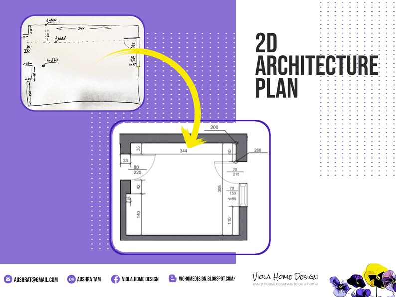 2D Architectural Floor Plan / Interior Design Room Plan / Wall ...