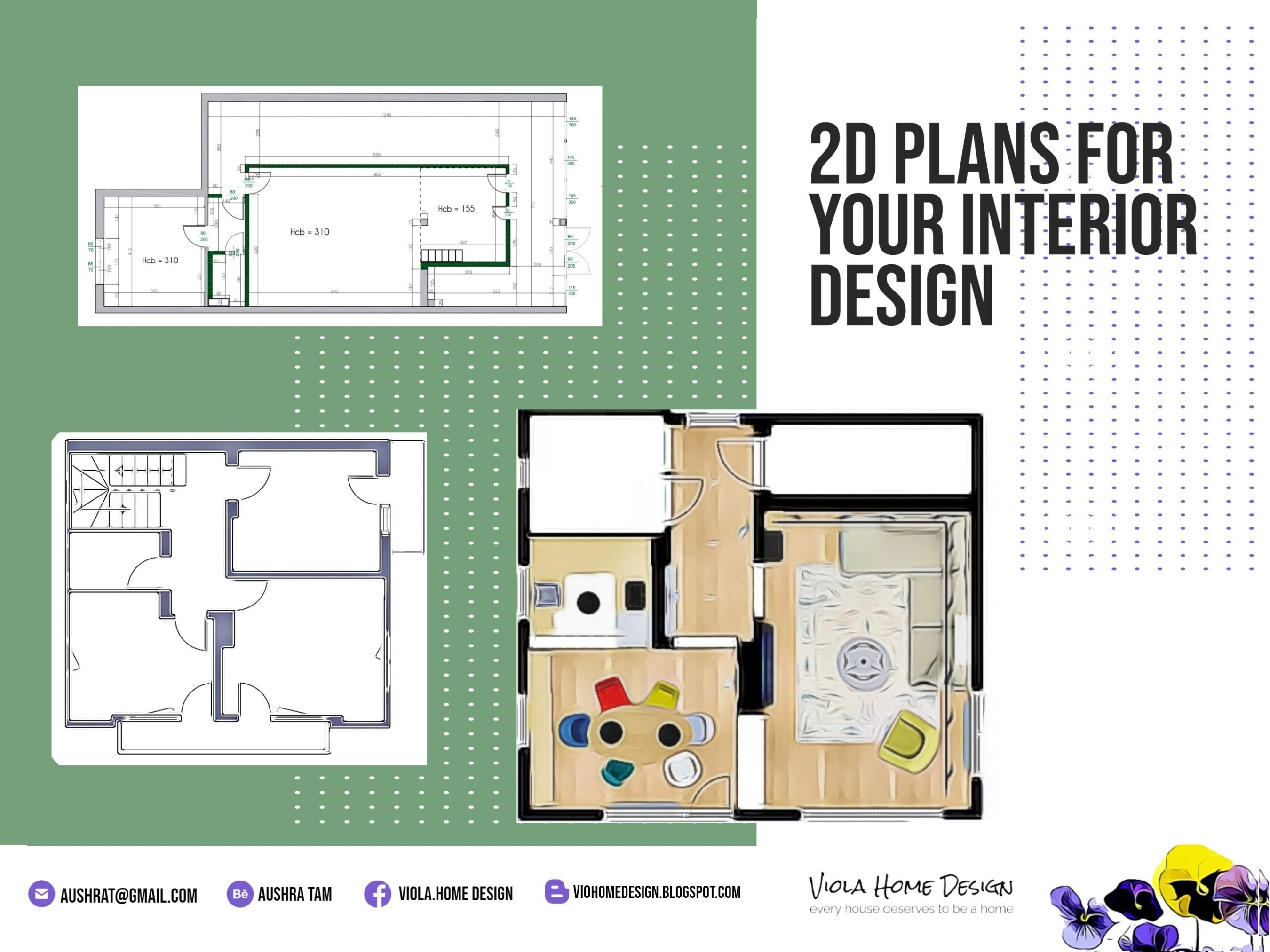 2D Interior Design Plans / 2D Floor Plan for Interior Design / Custom ...