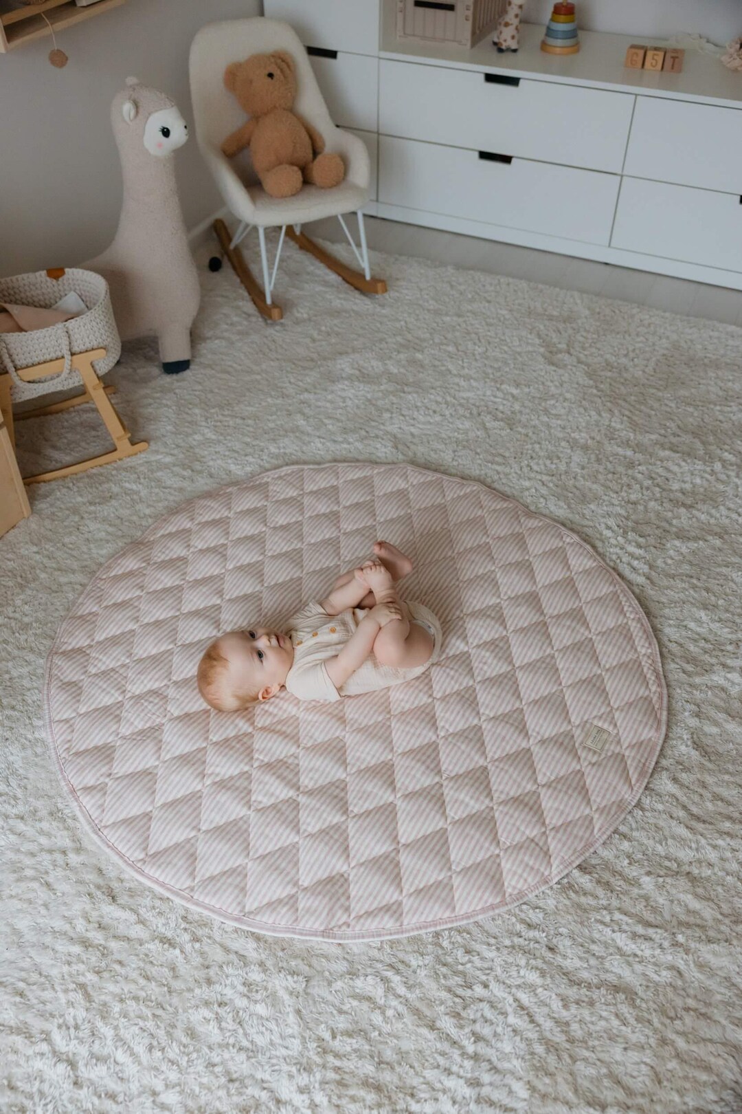 Round Linen Baby Play Mat – Washable, Montessori Rug - Etsy