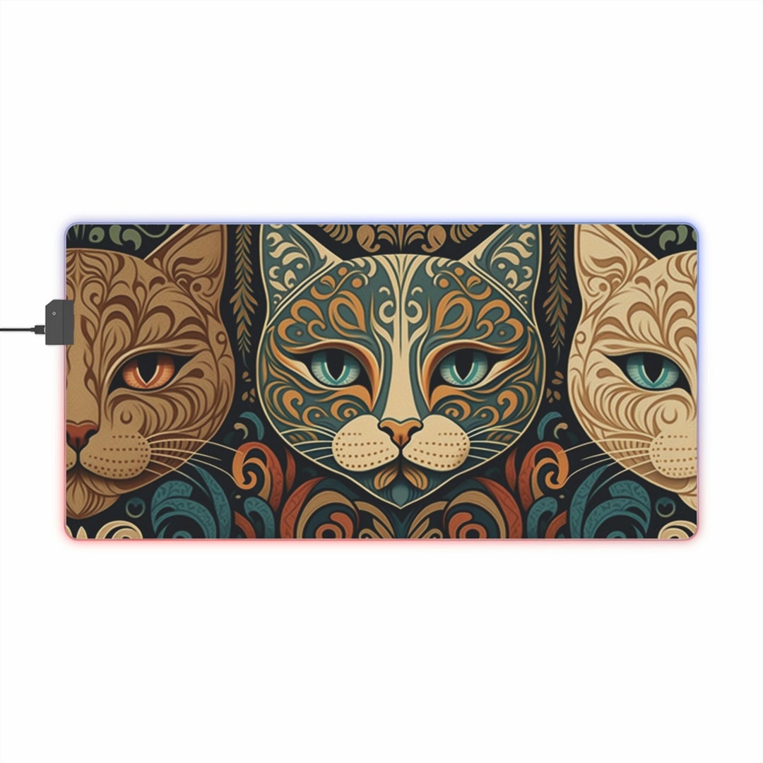 Cat LED Mouse Pad with Lighting via USB, Desk Pad, XXL Mouse Pad Cats ...