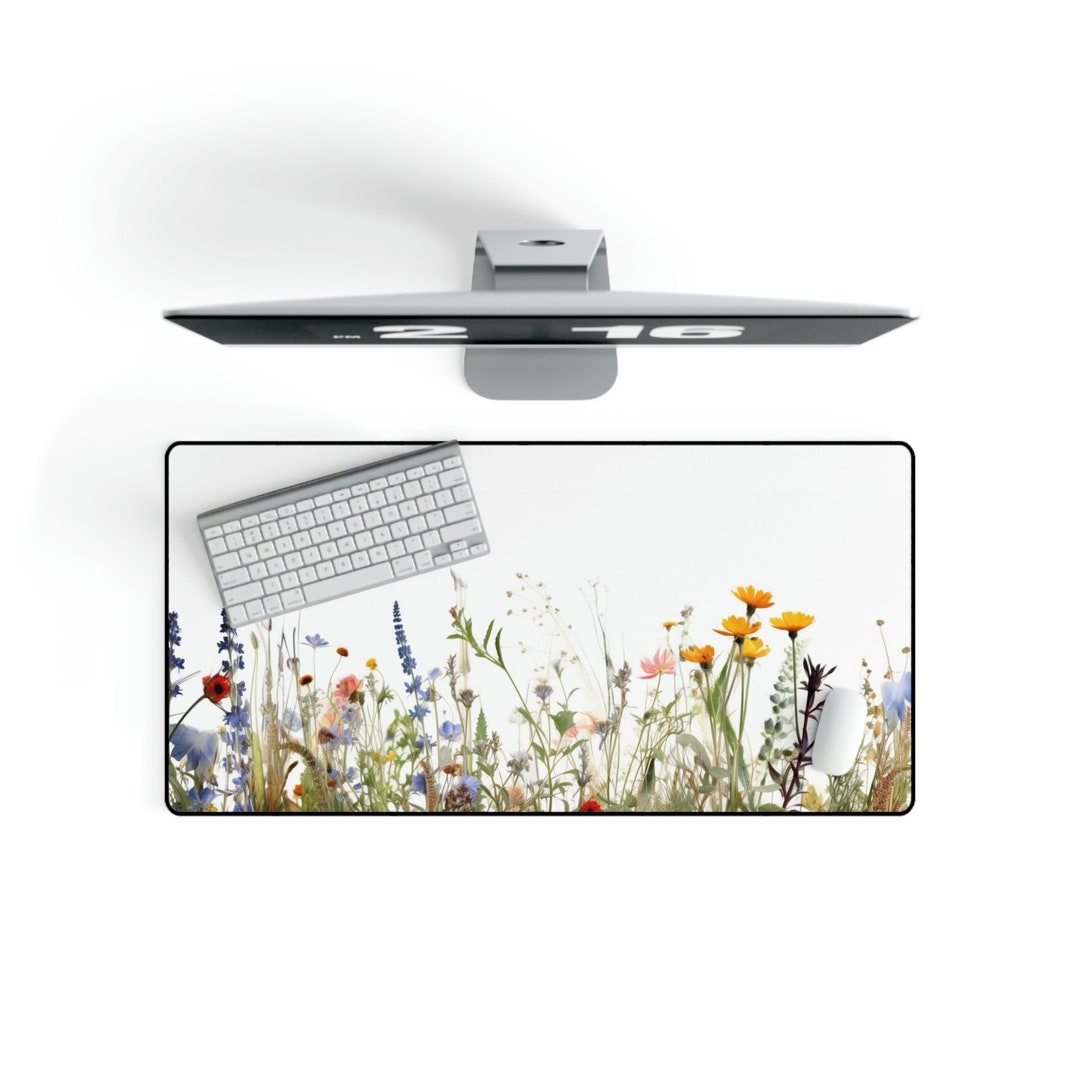 Des Mat Wildflower Large Mousepad With Stitched Edges, Keyboard Mouse ...