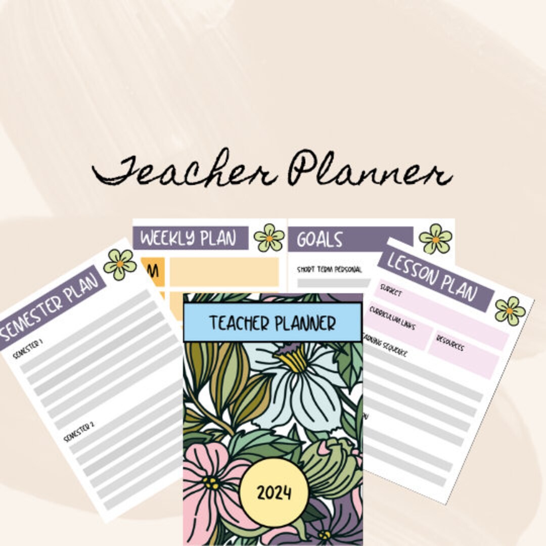 2024 Pastel Floral Teacher Planner - Etsy