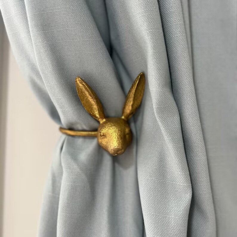 Gold Rabbit Hare Hook or Curtain Tie Back Pair Wall Mounted - Etsy