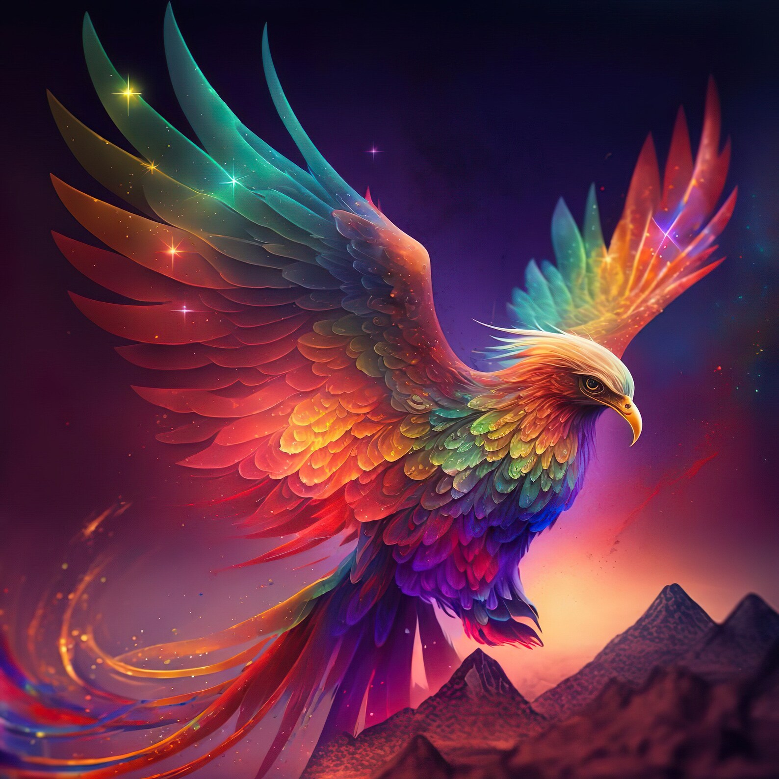 Rise From the Ashes With Our Digital Phoenix Print Vibrant Colors ...