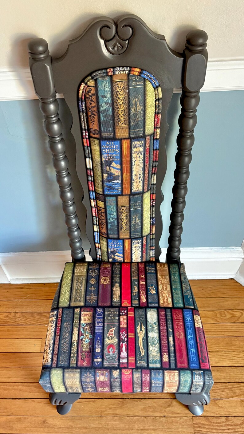 Book Lovers Chair | Upcycled Antique Literary Accent Piece - Etsy