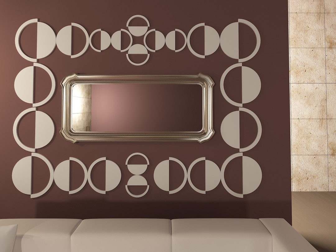 Sun and Moon Half Circle Art Tiles DIY Geometric Accent Wall - Etsy