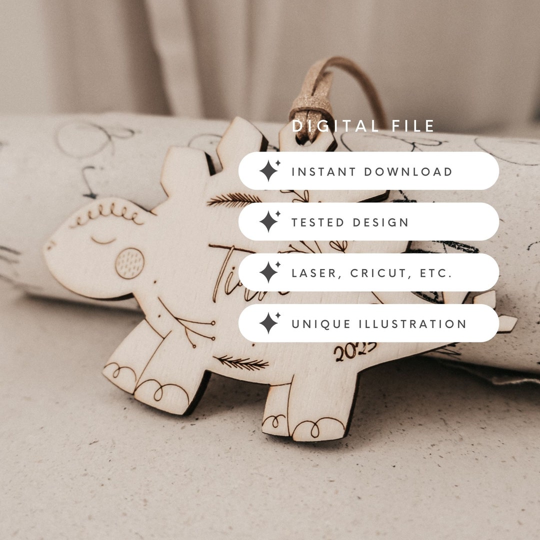 Dinosaur Ornament Laser Cut File, Christmas Craft Digital Download - Etsy