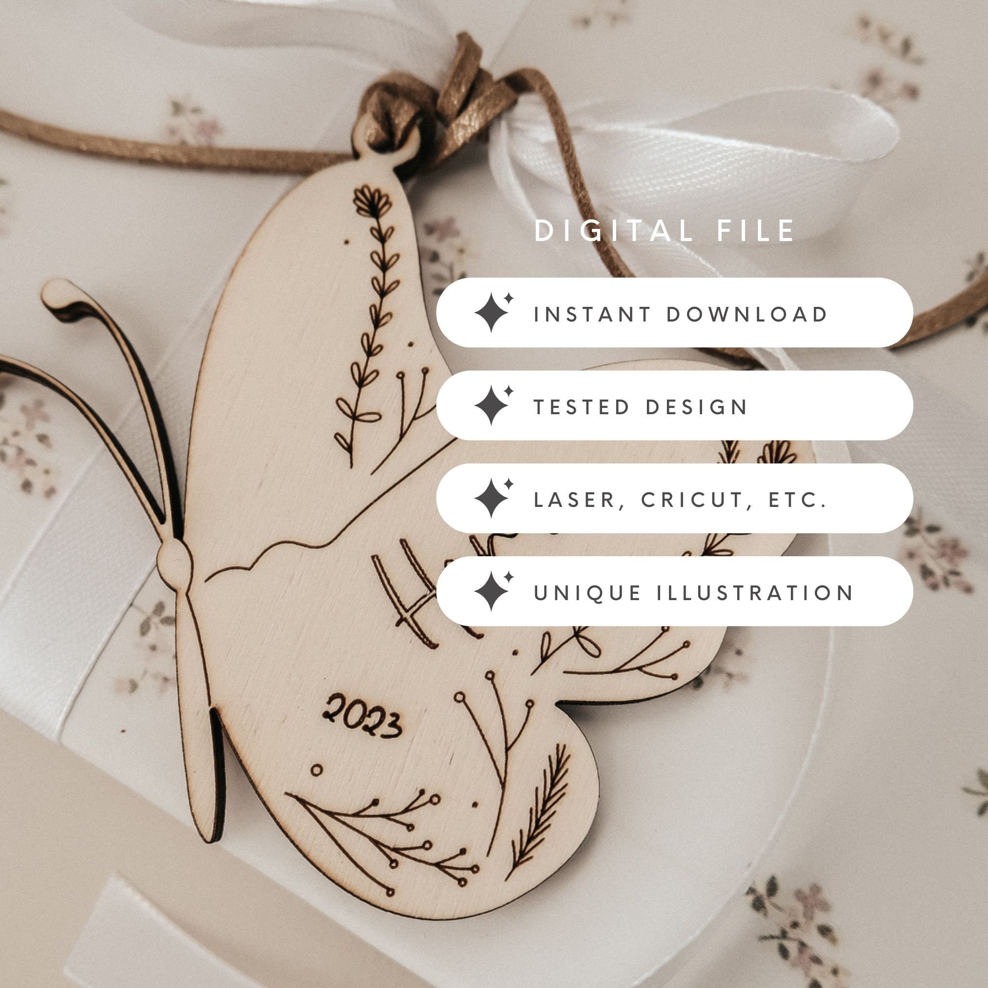 Butterfly Ornament Laser Cut Plans for Lightburn, Glowforge, Xtool ...