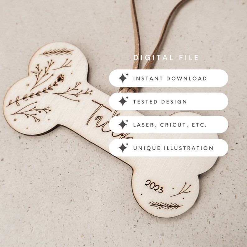 Dog Bone Ornament SVG File for Laser Cutting and Engraving - Etsy