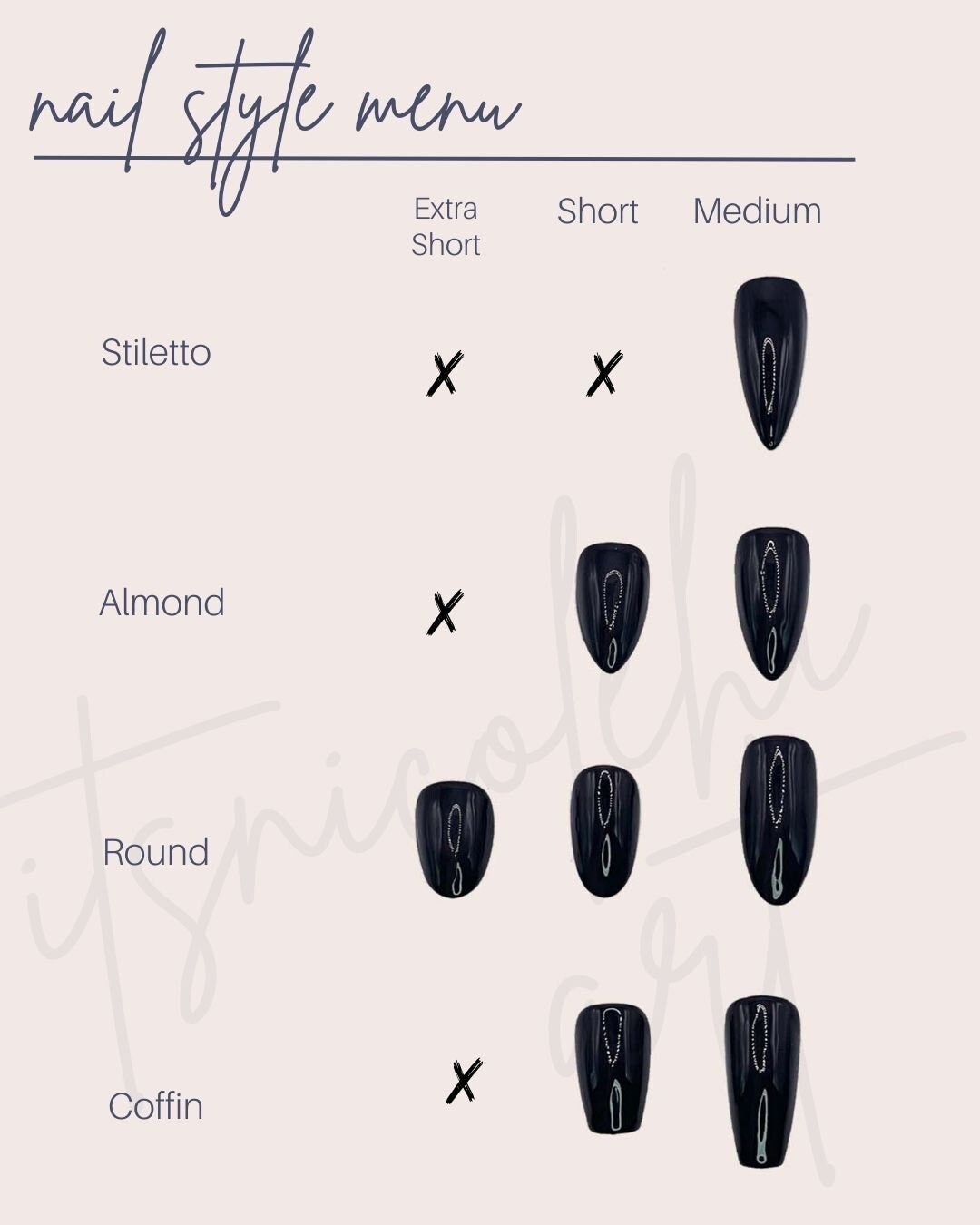 Nail Sizing Kit in Round Almond Coffin Almond Stiletto Shapes - Etsy