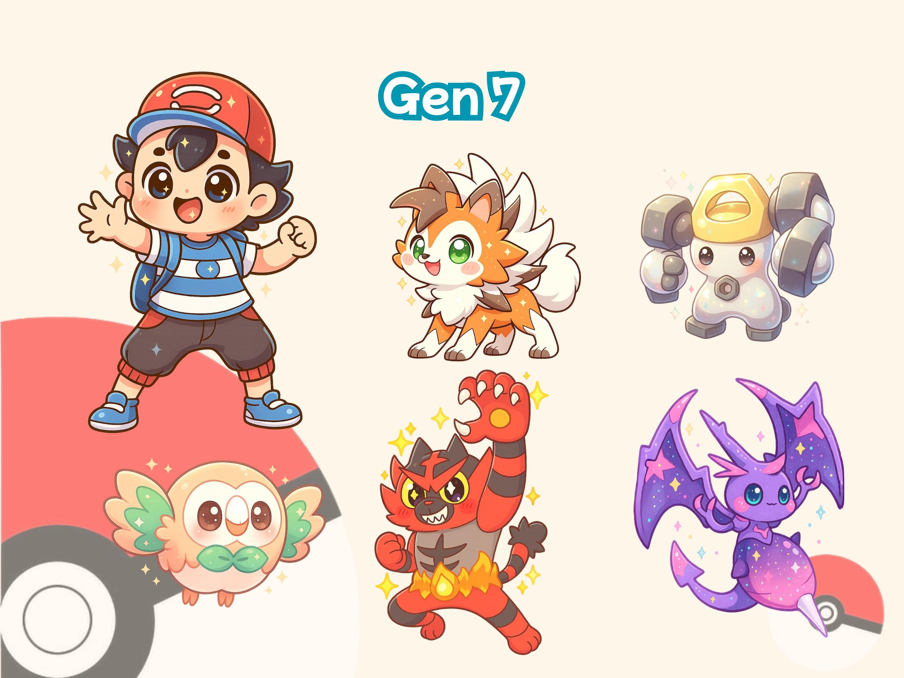 Pokemon Ash and All His Pokemon | Kawaii Style PDF + PNG Bundle ...