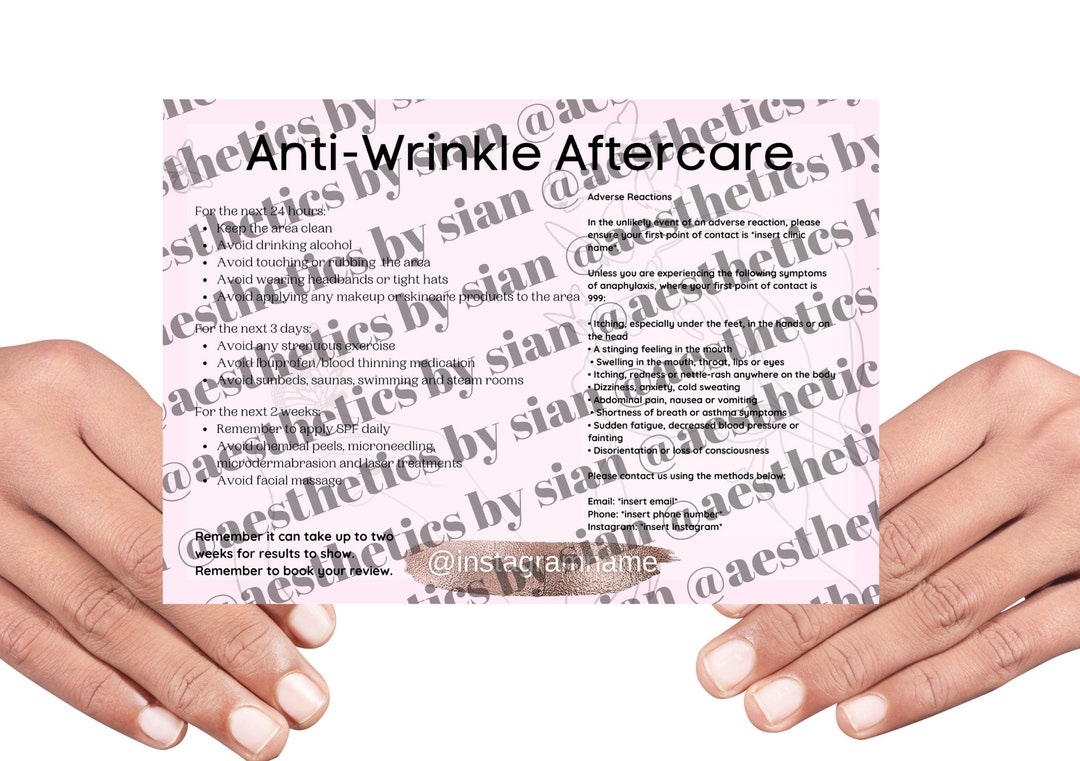Anti-wrinkle Aftercare Card DIGITAL DOWNLOAD ONLY canva Template Fully ...