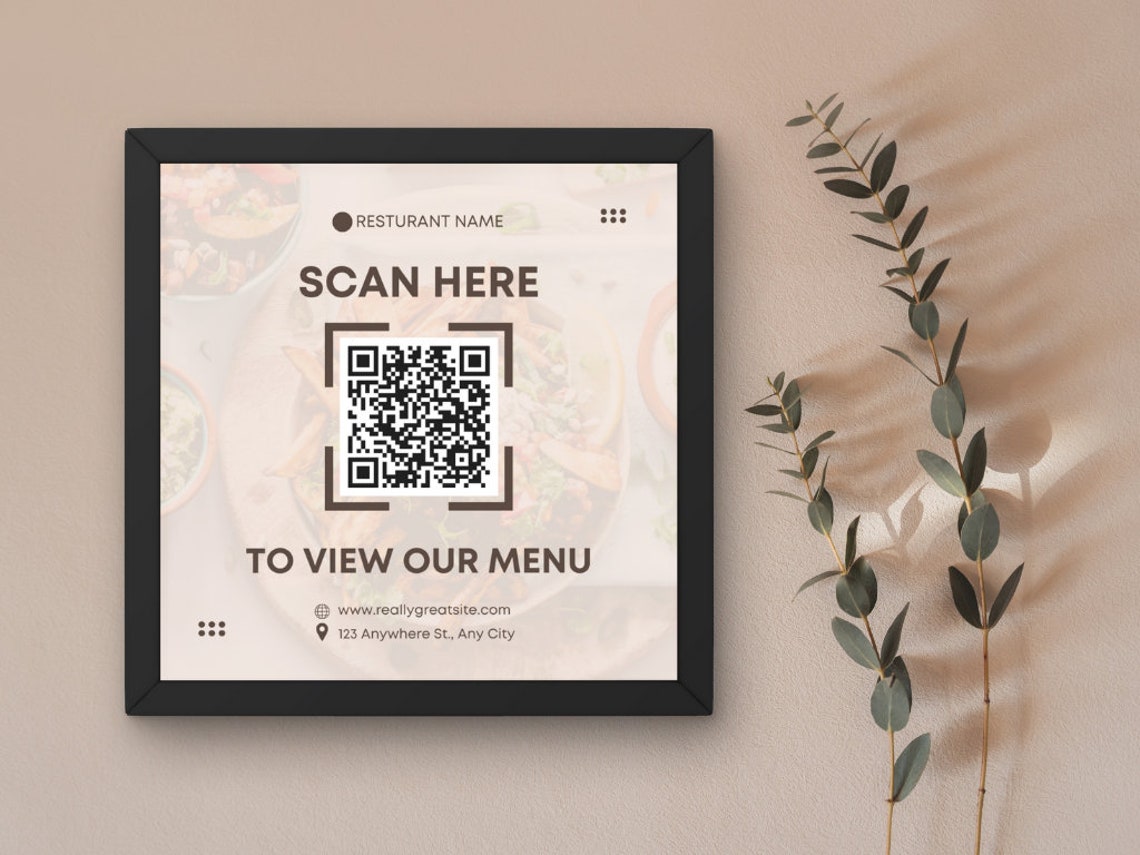Printable Menu QR Code Sign Template, Editable Scan to View Menu Sign ...