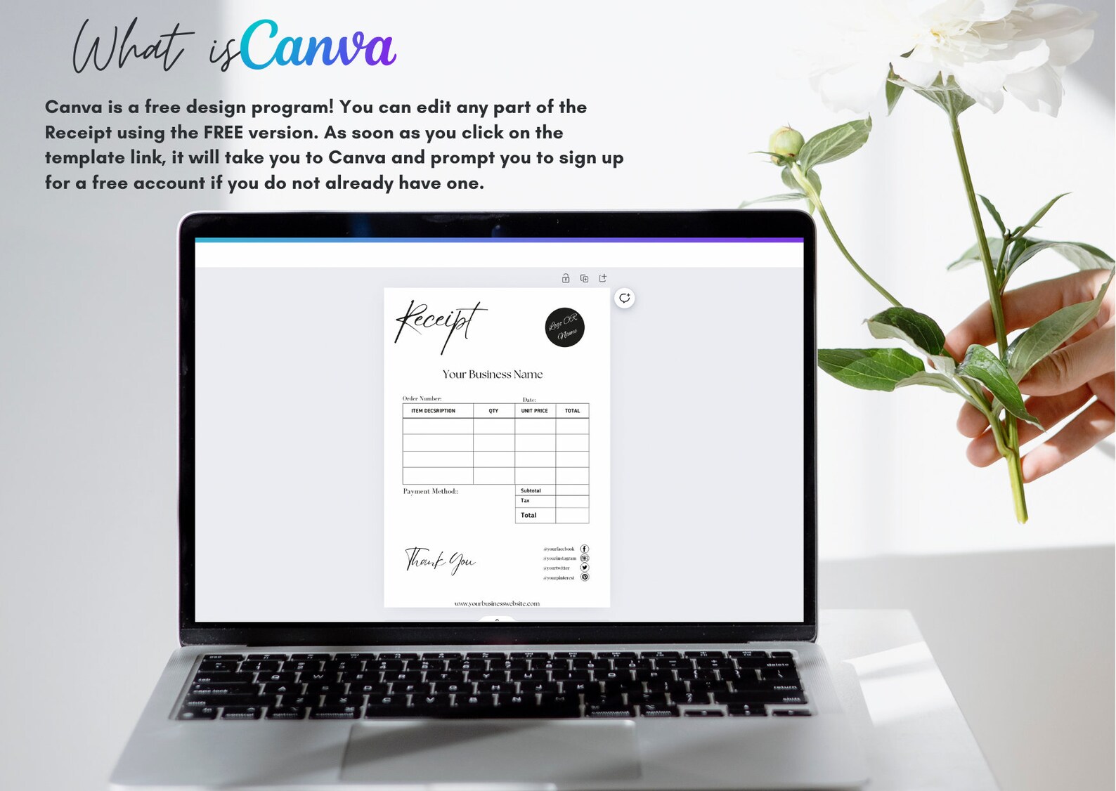 Editable Invoice Template | Canva Invoice Design | Printable Receipt ...