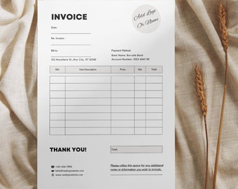 Editable Invoice Template | Canva Invoice Design | Printable Receipt ...