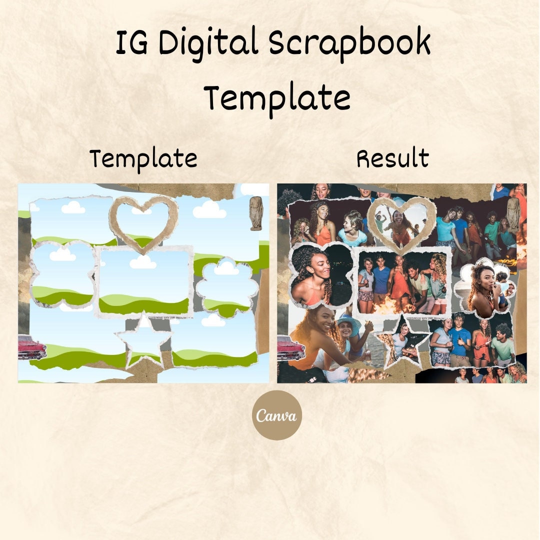 Vintage Instagram Digital Scrapbook, Scrapbook Collage Template ...