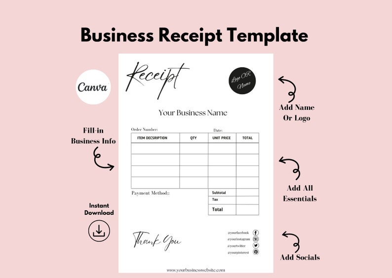 Editable Invoice Template | Canva Invoice Design | Printable Receipt ...