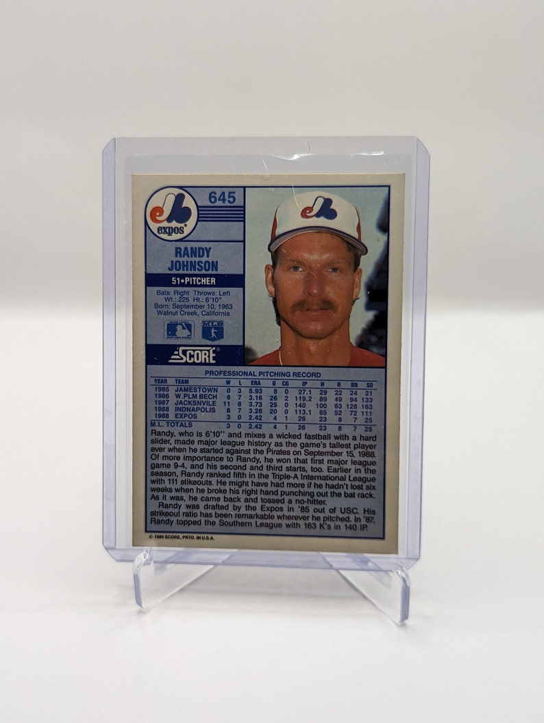 1989 Score Randy Johnson Rookie Card - Etsy