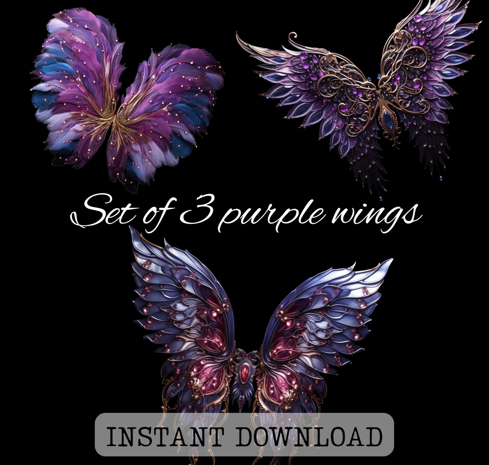 Purple Angel Wings PNG | Angel Wings Clipart | Realistic Wings | Angel ...