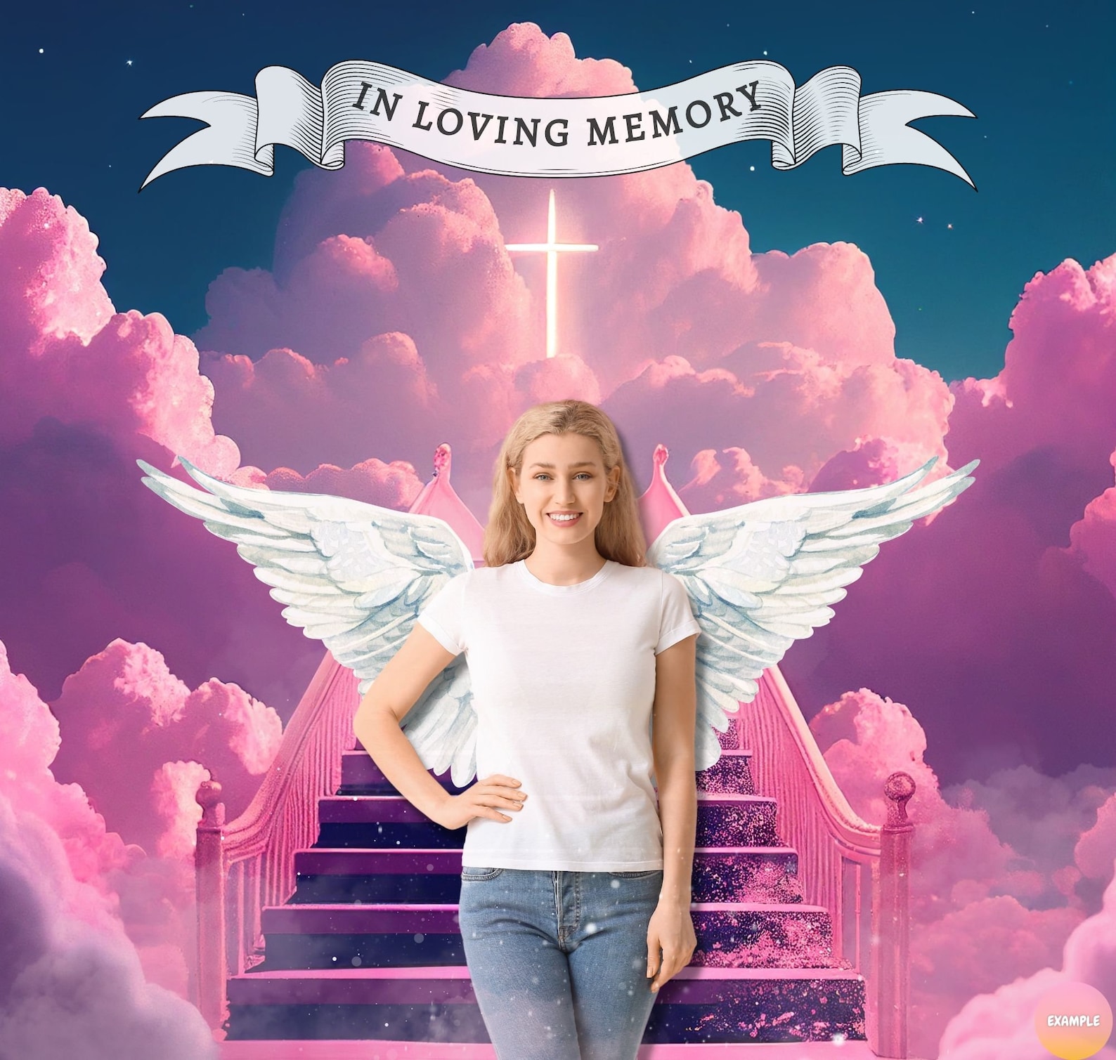 Pink Heaven Background PNG | Memorial Background | Stairs to Heaven ...