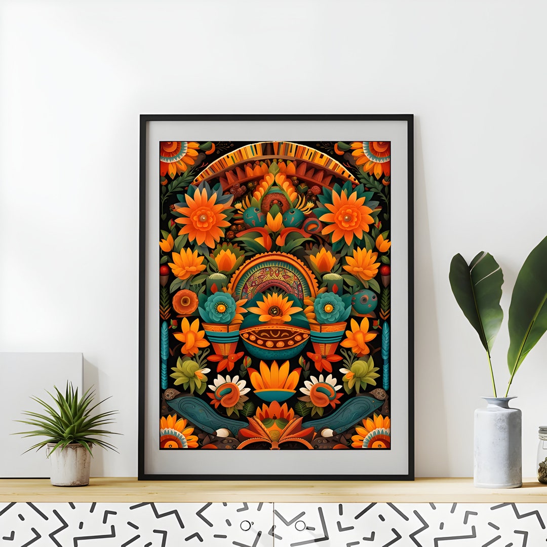 Mexican Flowers Flower Market Aztec Mexico Pattern Art Mexican Art ...