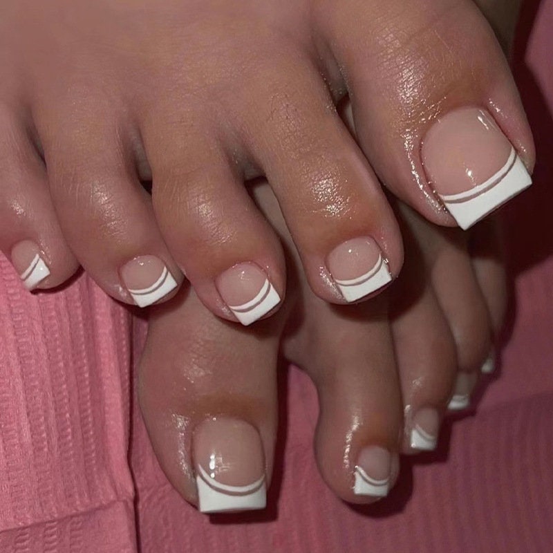 French Toe Nails With Diamonds
