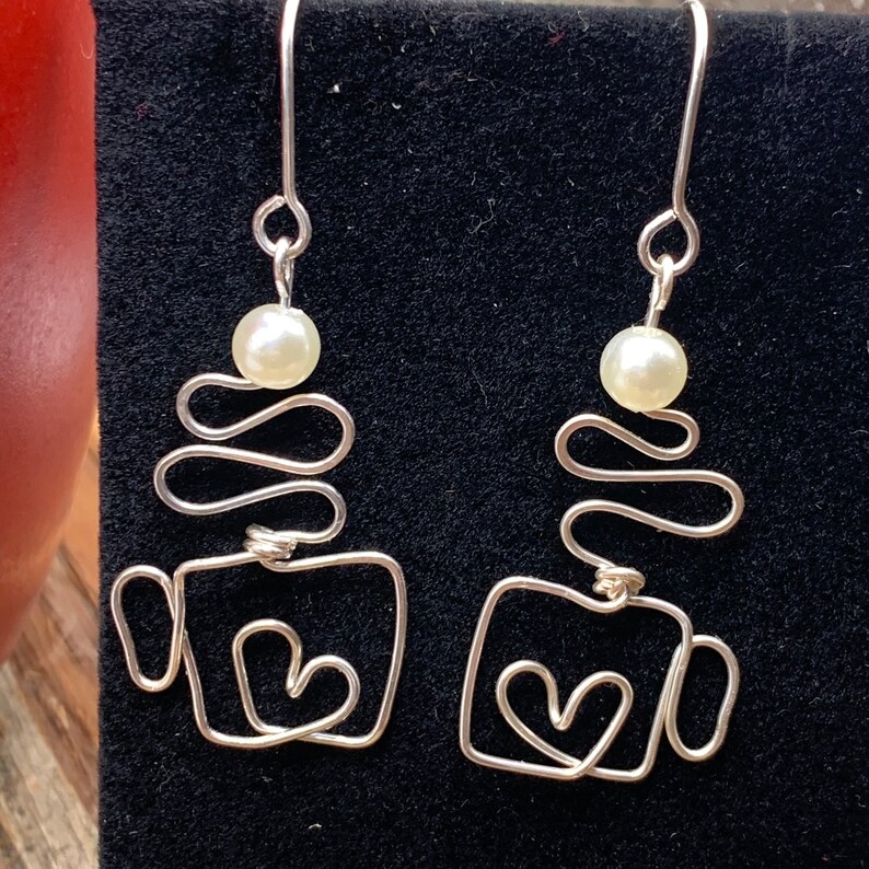 Coffee Mug Heart Sterling Silver Wire Earrings, Coffee Cup Boho ...