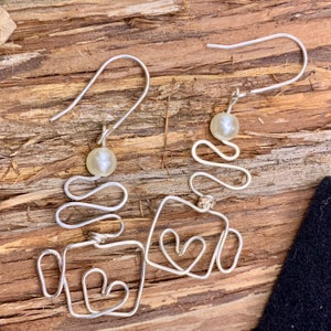 Coffee Mug Heart Sterling Silver Wire Earrings, Coffee Cup Boho ...