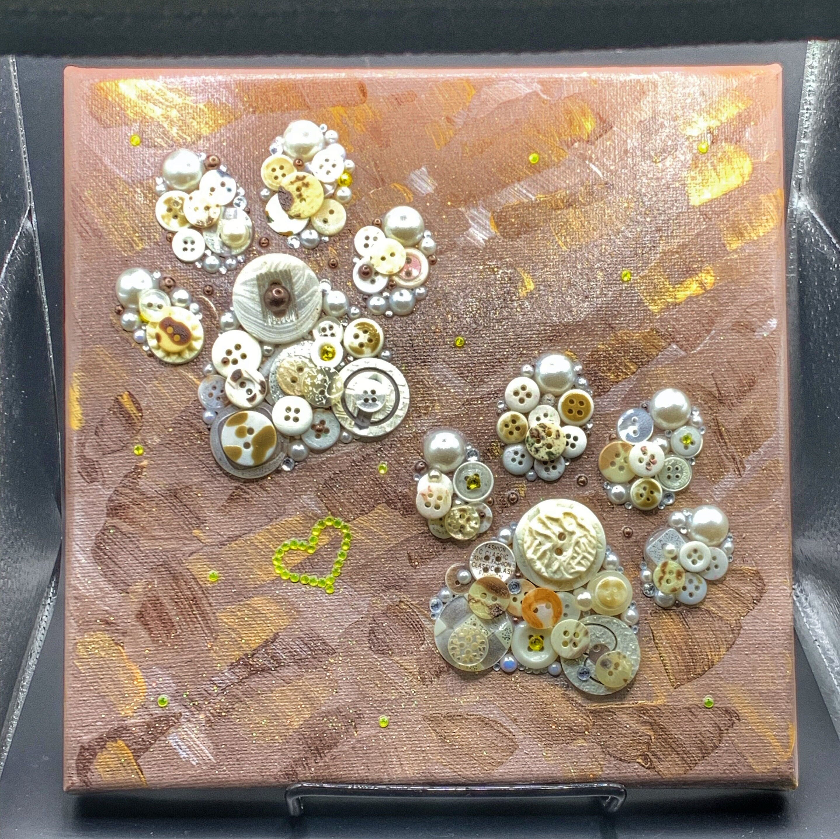 Double Paw Print Art on 8x8 Canvas, Paw Print Boho Signs, Dog Mama ...