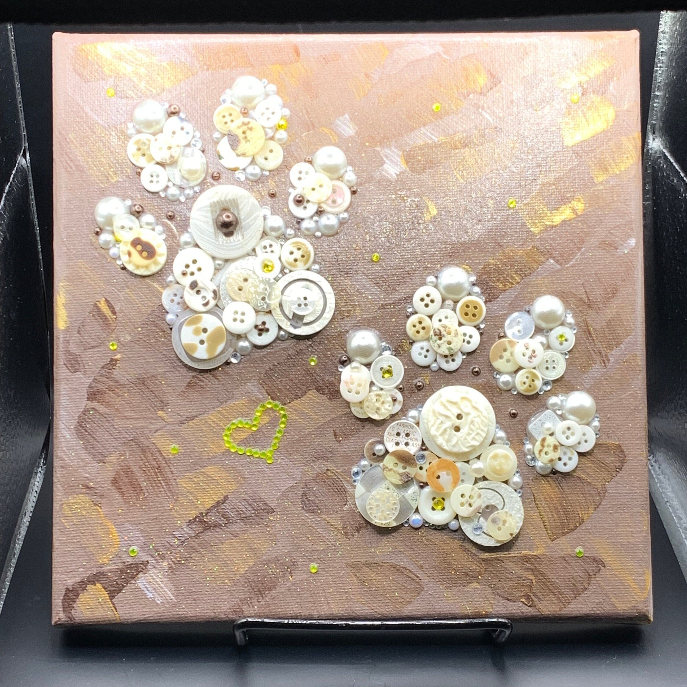 Double Paw Print Art on 8x8 Canvas, Paw Print Boho Signs, Dog Mama ...