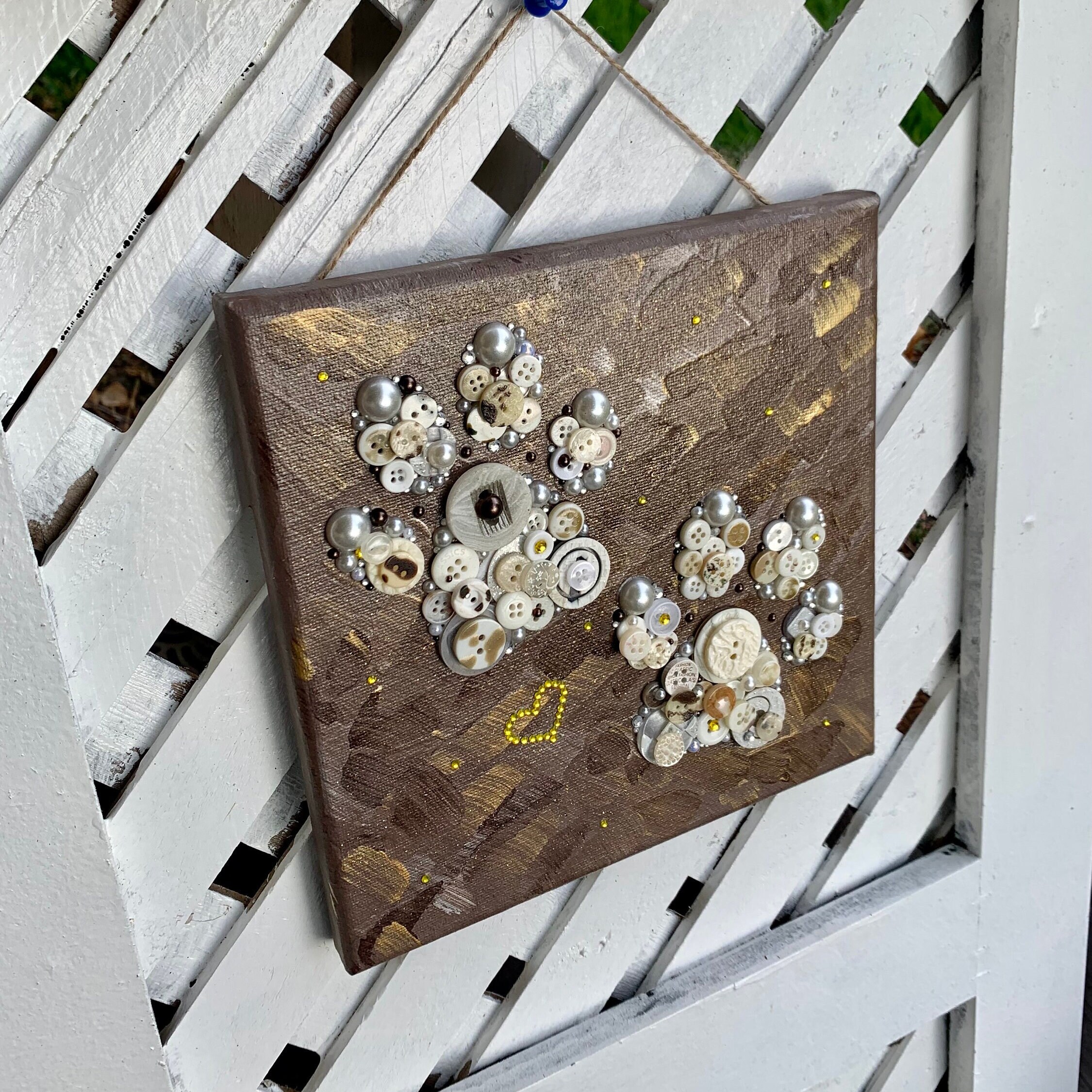 Double Paw Print Art on 8x8 Canvas, Paw Print Boho Signs, Dog Mama ...