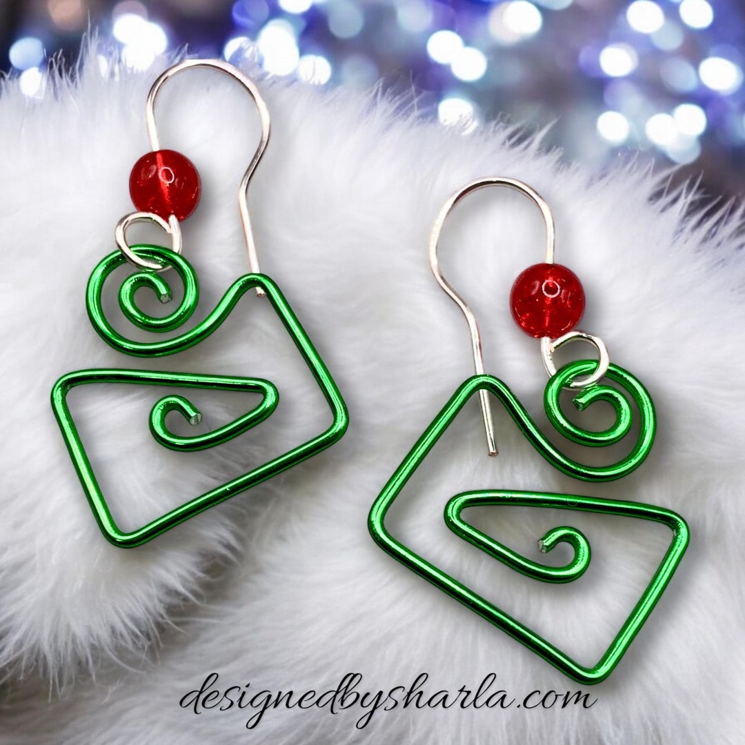 Christmas Present Earrings! Abstract Gift Earrings, Aluminum Wire Boho ...