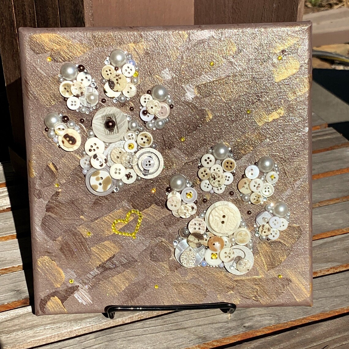 Double Paw Print Art on 8x8 Canvas, Paw Print Boho Signs, Dog Mama ...