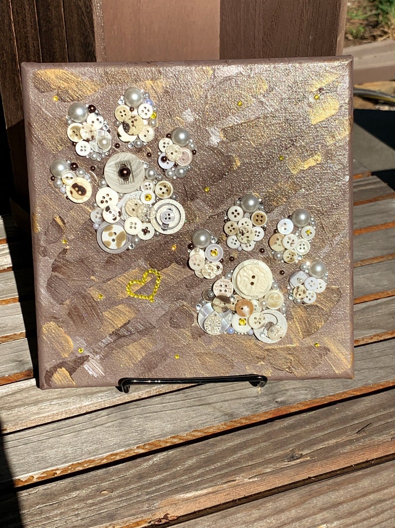 Double Paw Prints 8x8 Button Art - Etsy