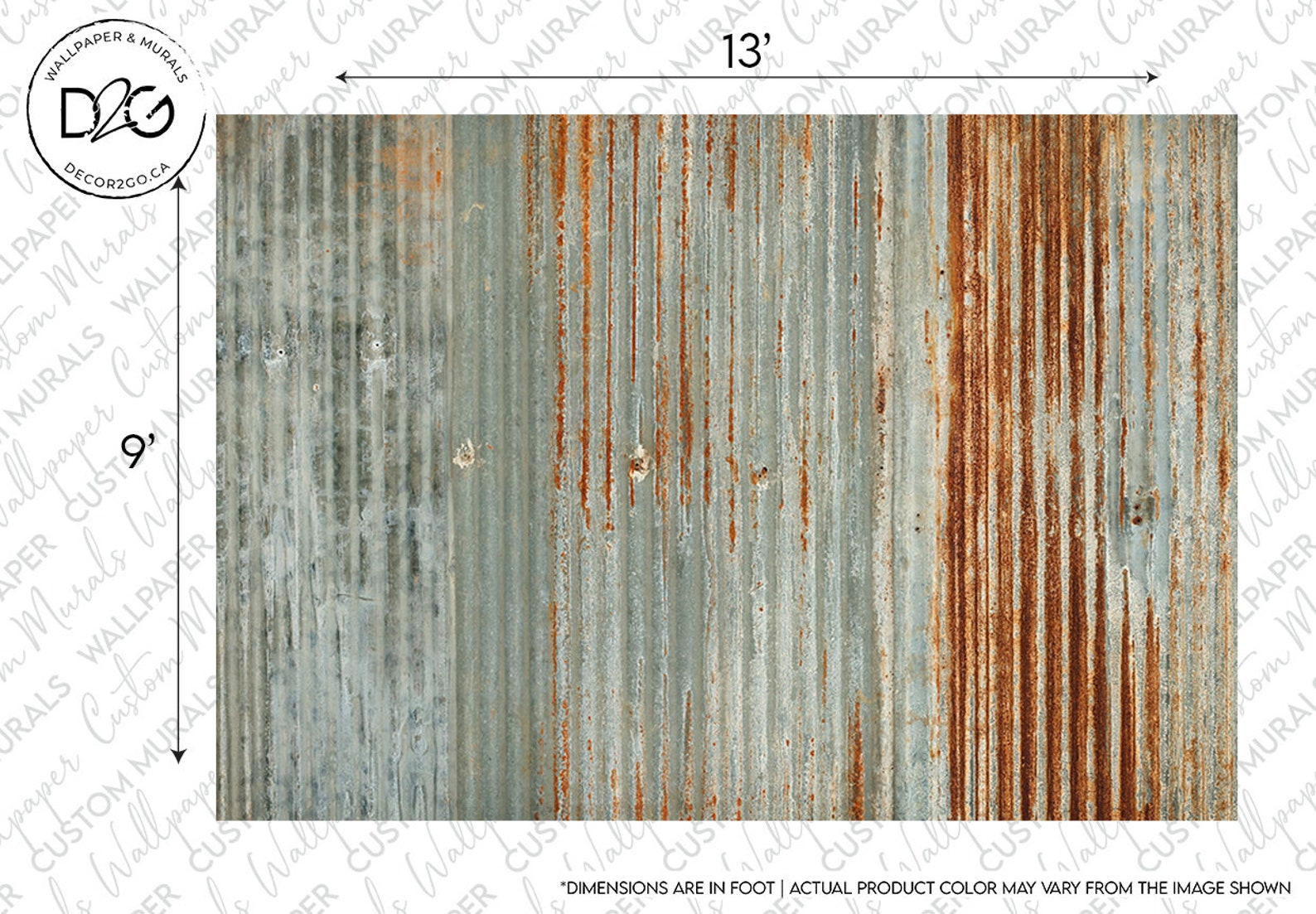 Rustic Wallpaper Mural, Rusted Metal Look, Chic Urban Home Decor ...