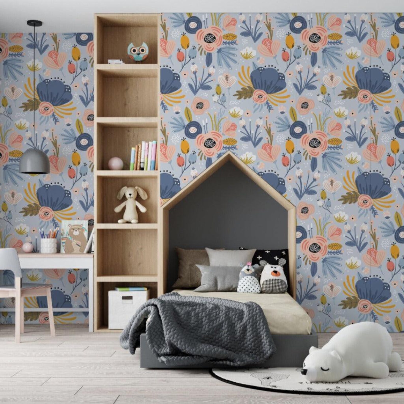 Colouring Book Garden Wallpaper Mural | Colorful Whimsical Wallpaper ...