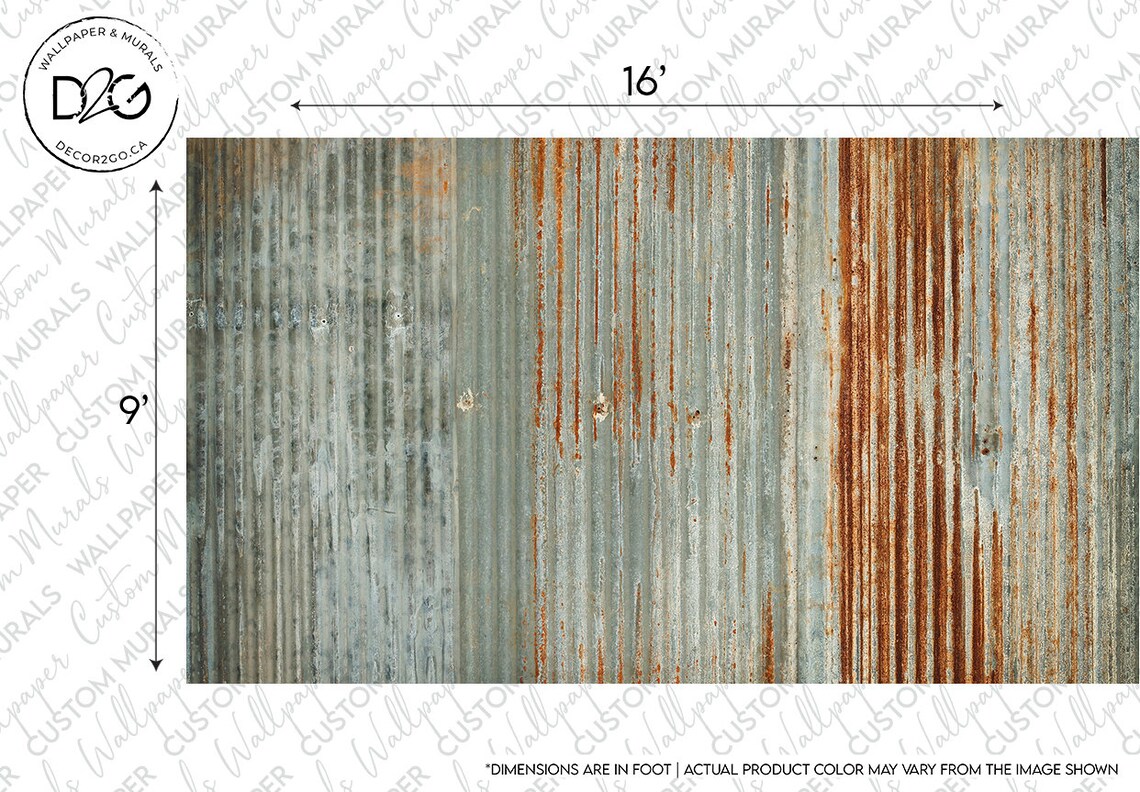Rustic Wallpaper Mural, Rusted Metal Look, Chic Urban Home Decor ...