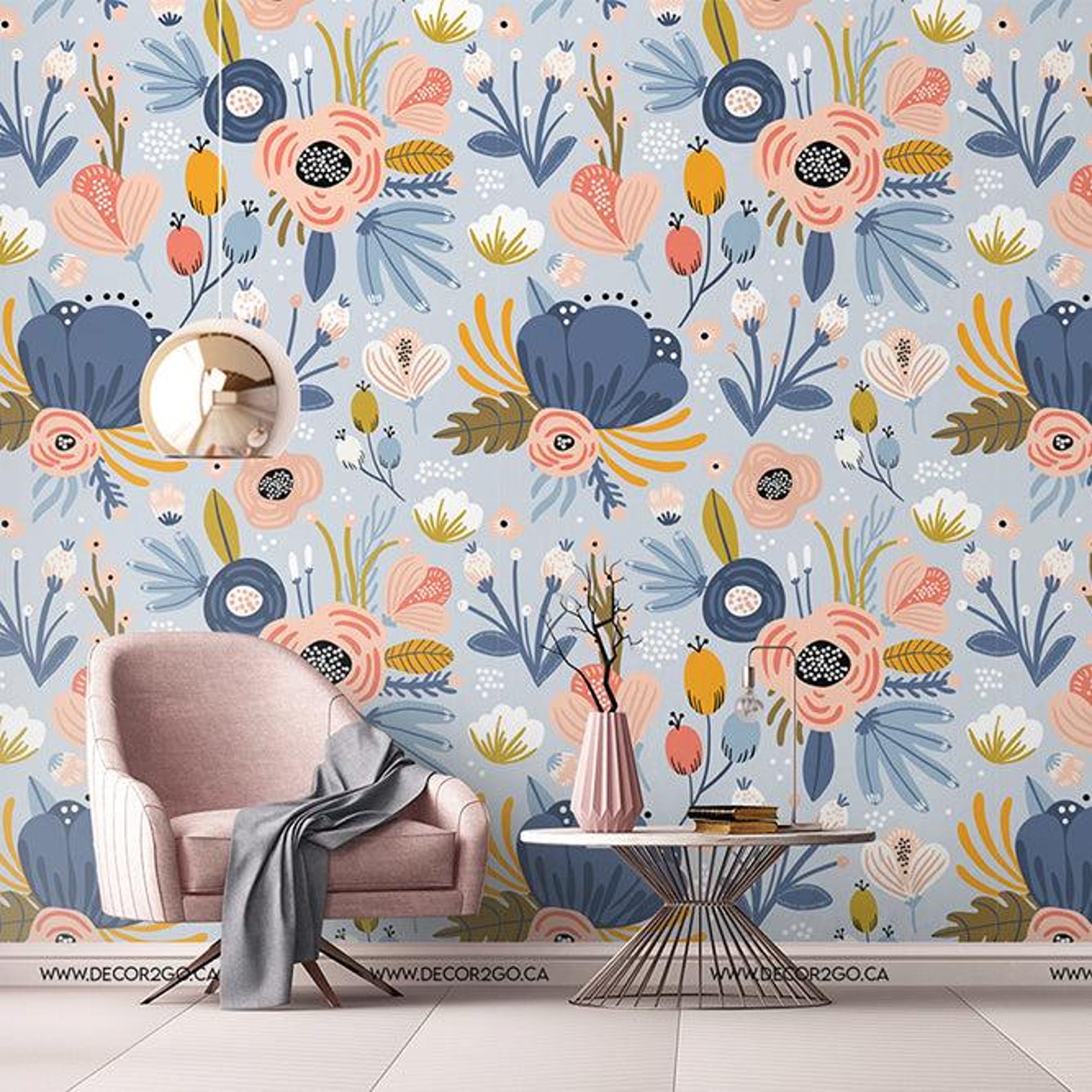 Colouring Book Garden Wallpaper Mural | Colorful Whimsical Wallpaper ...