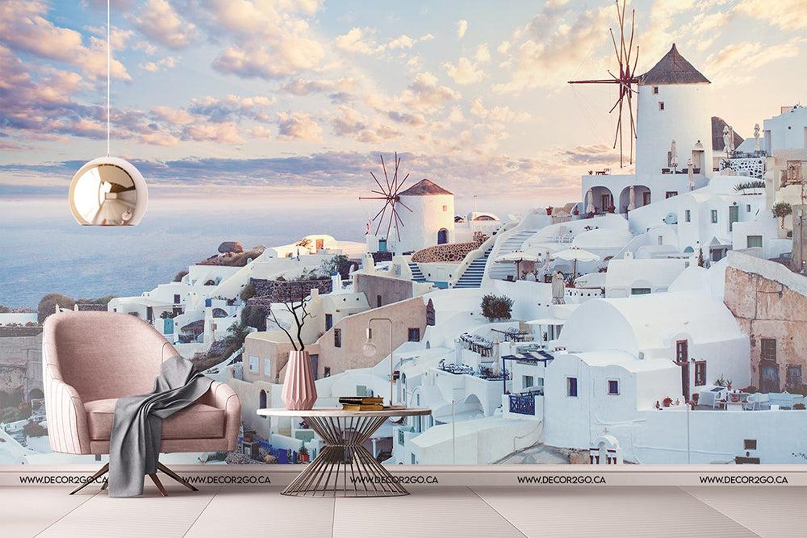 Santorini Skyline Wallpaper Mural - Etsy