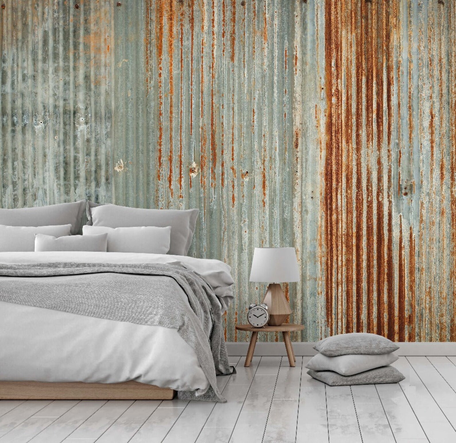 Rustic Wallpaper Mural, Rusted Metal Look, Chic Urban Home Decor ...